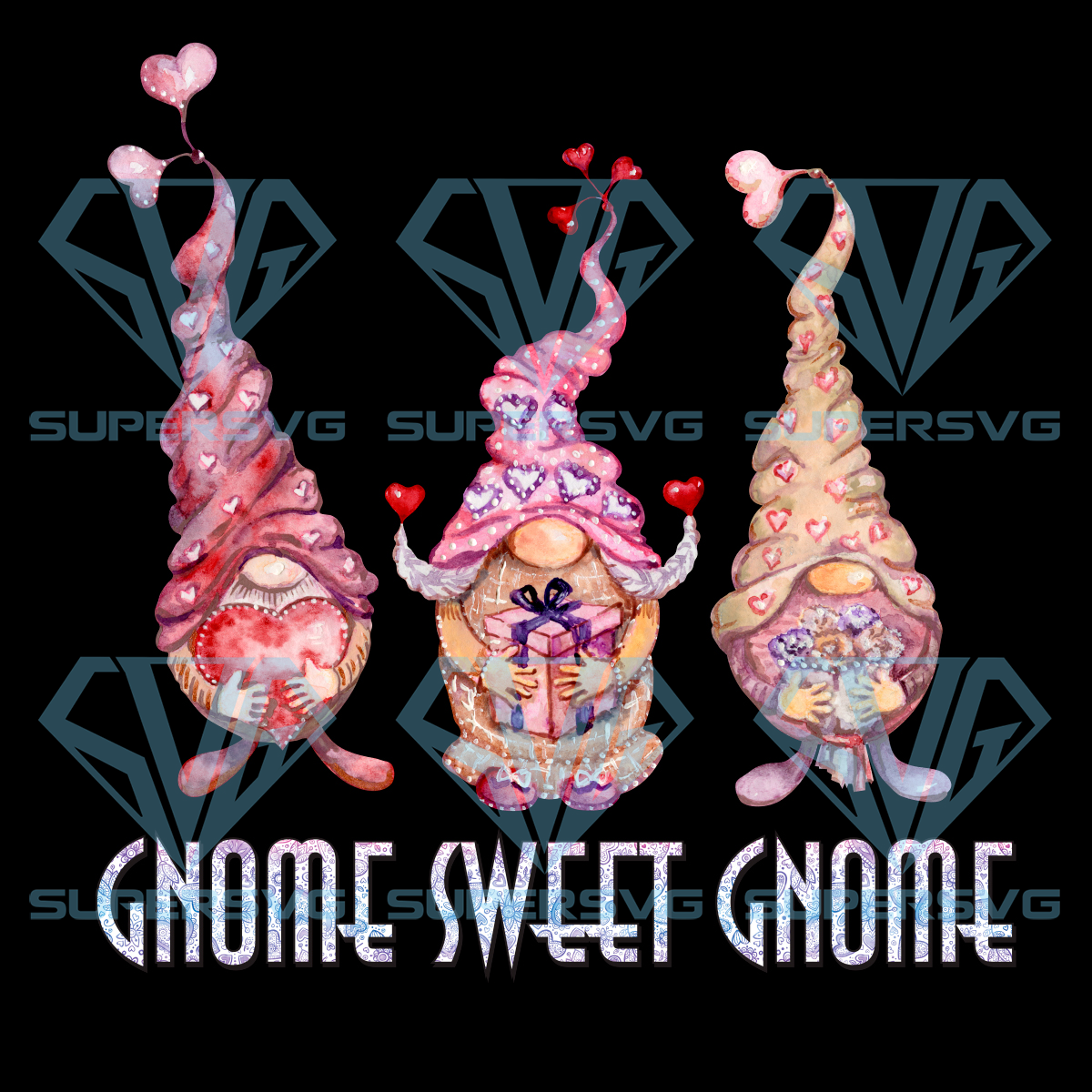 Gnome Sweet Gnome Valentine Png, Valentine Png, Cute Gnomies Png