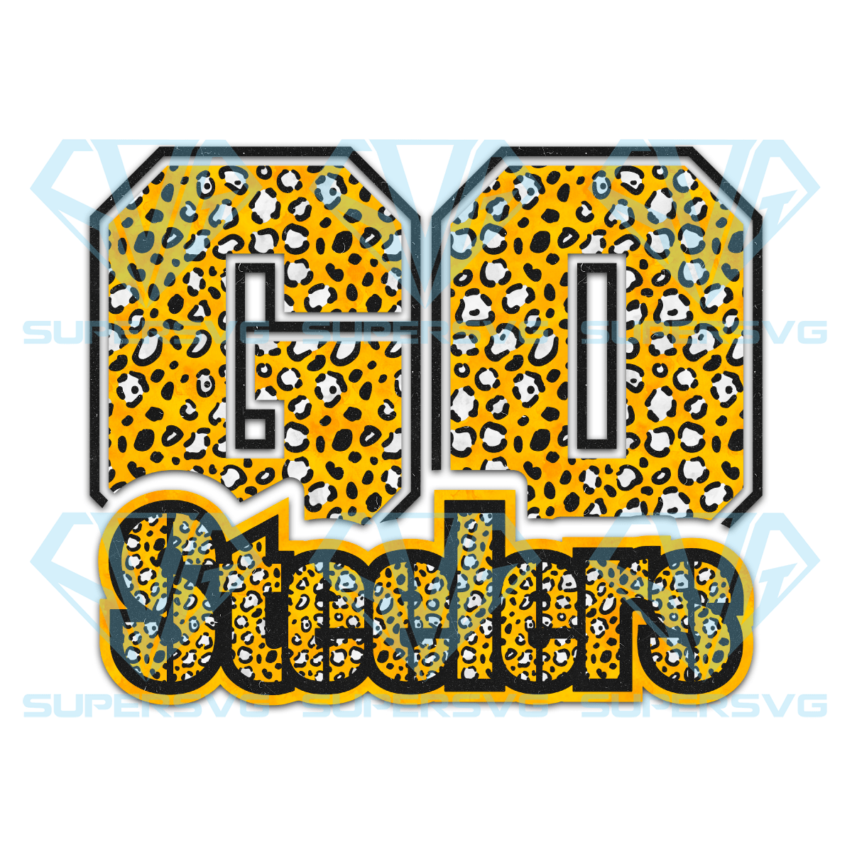 Leopard Pattern Go Pittsburgh Steelers Football Design PNG Sublimation