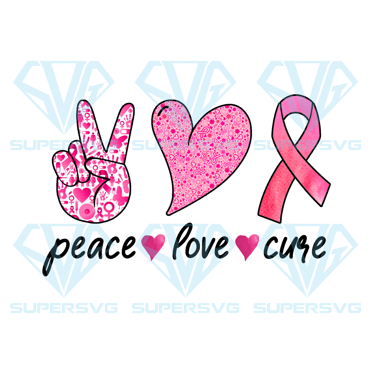 Peace Love Cure Cancer Sign PNG Sublimation