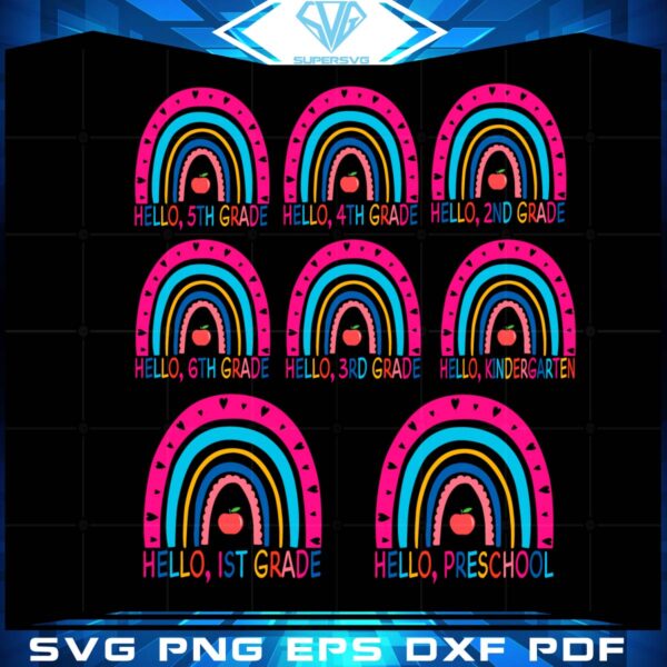 Hello School Rainbow Svg Bundle Design Idea