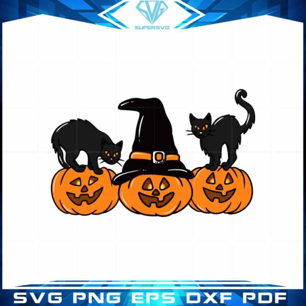 Halloween Pumpkin Witch SVG Black Cat Spooky Graphic Design Files