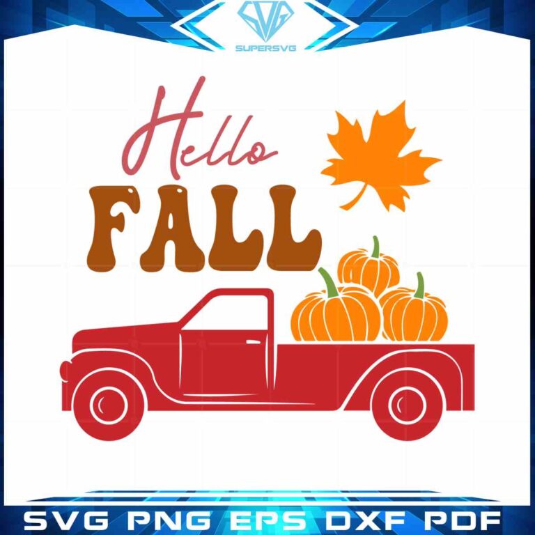 Pumpkin Farm Truck Hello Fall Season SVG Designs Files