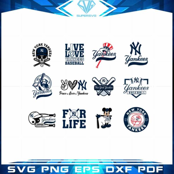 New York Yankees Logo Bundle SVG Baseball MLB Cricut Files