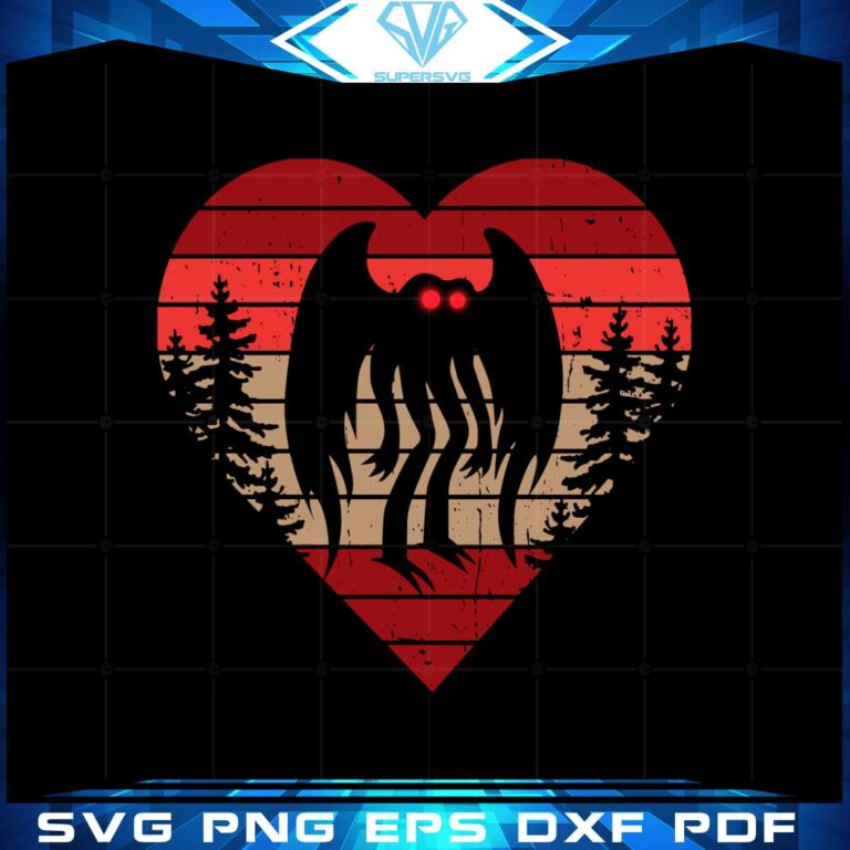 Funny Mothman Heart Valentine's Day Svg Cutting Files
