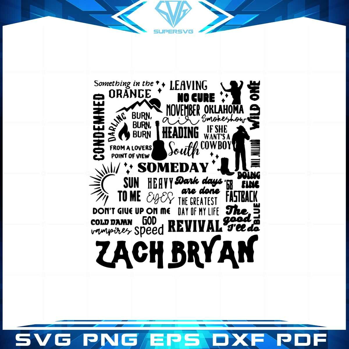 Zach Bryan Country Music Song SVG Graphic Designs Files