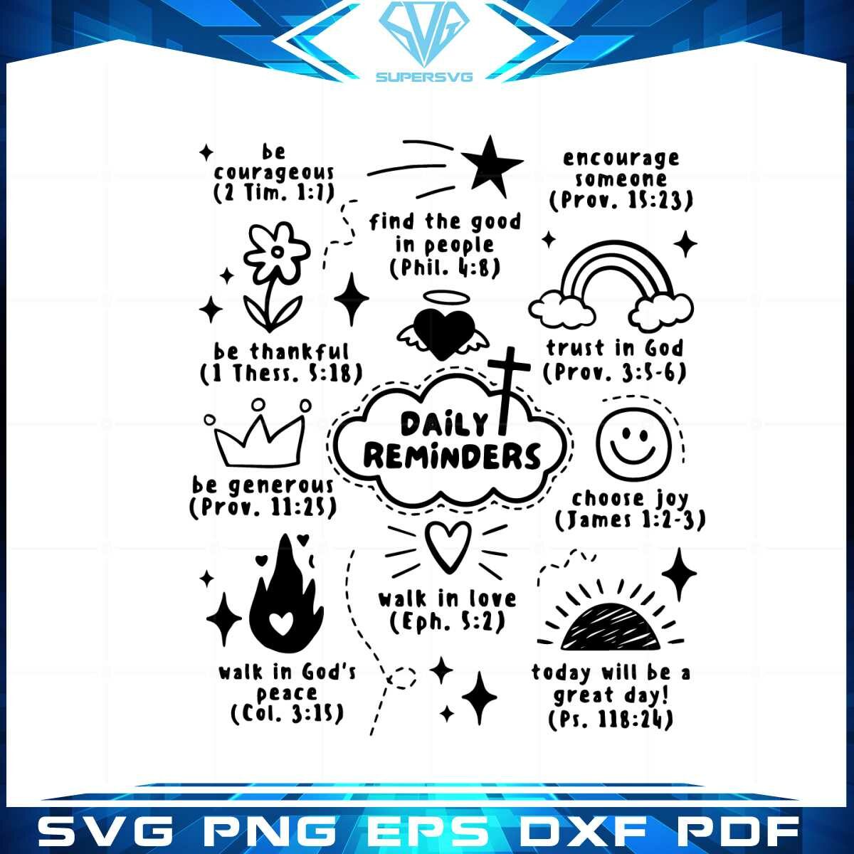 Daily Reminders Christian SVG Best Graphic Designs Cutting Files