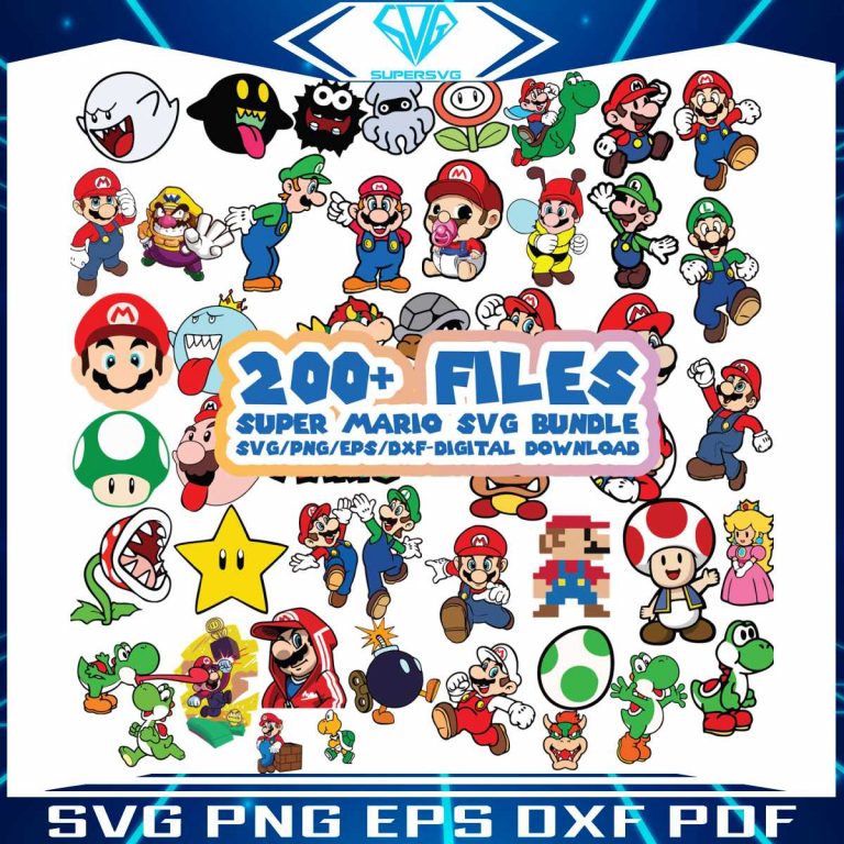 Vintage Super Mario Characters SVG Bundle Cutting Digital File
