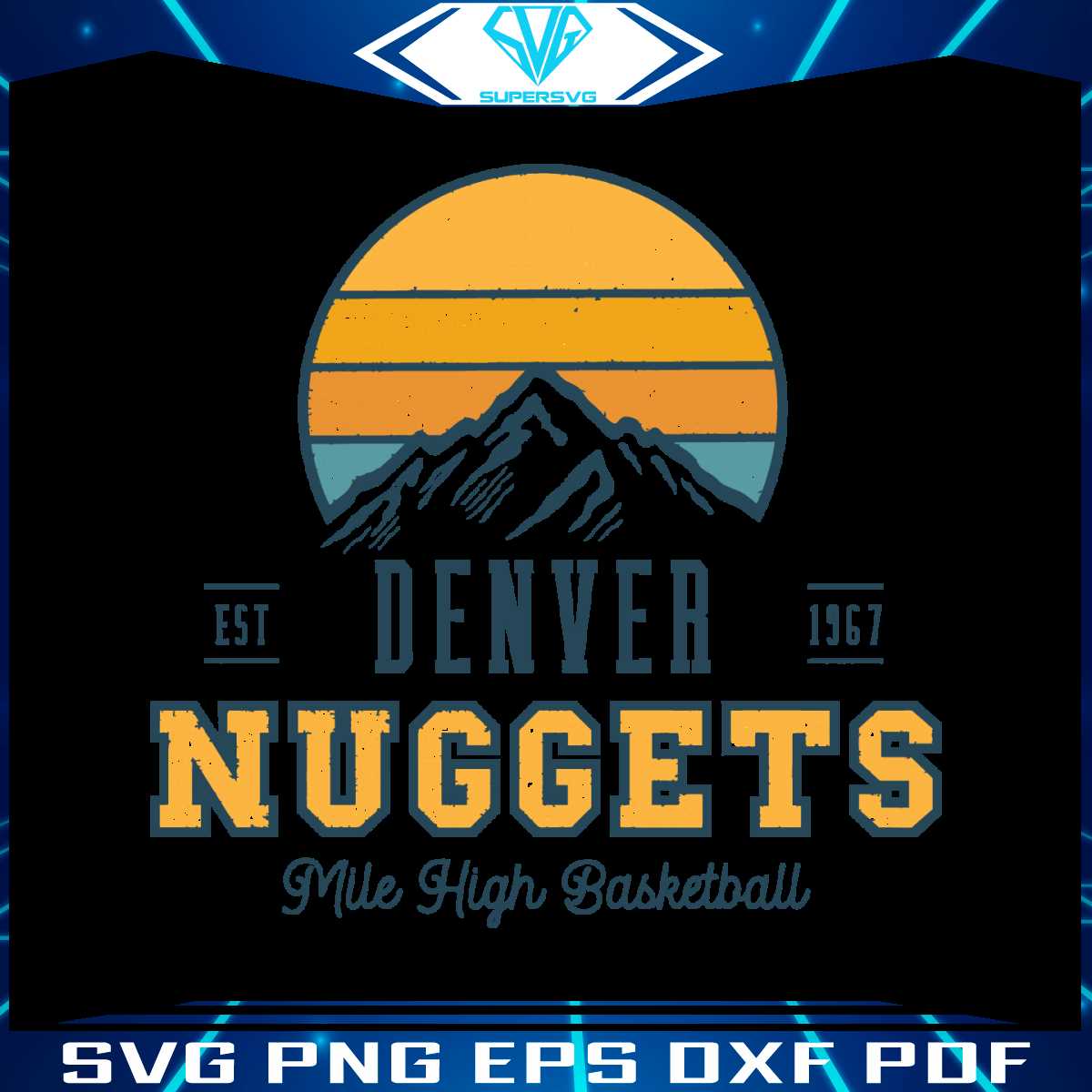 Retro Denver Nuggets Mile High Basketball SVG
